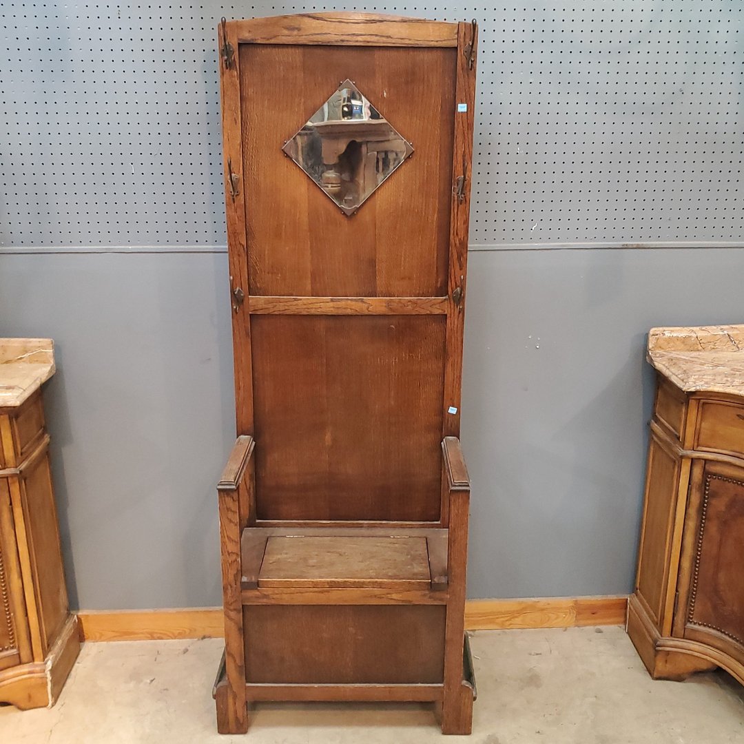 Antique Mission Style Oak Hall Tree with Storage Seat | Community ...