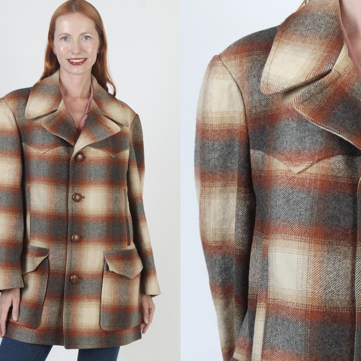 Vintage 60s Pendleton Hunting Jacket, Wool Shadow Plaid | American ...