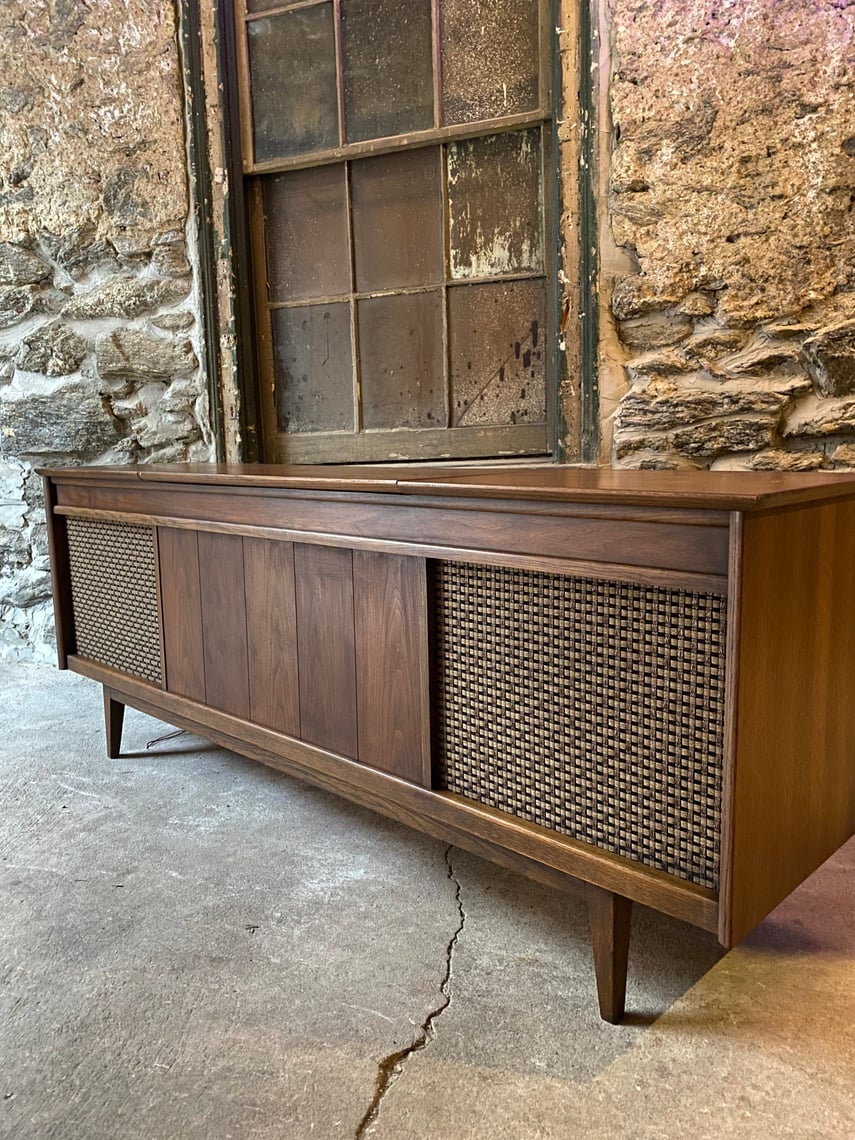 Mid century stereo cabinet mid century console cabinet silvertone speaker | VintaDelphia ...