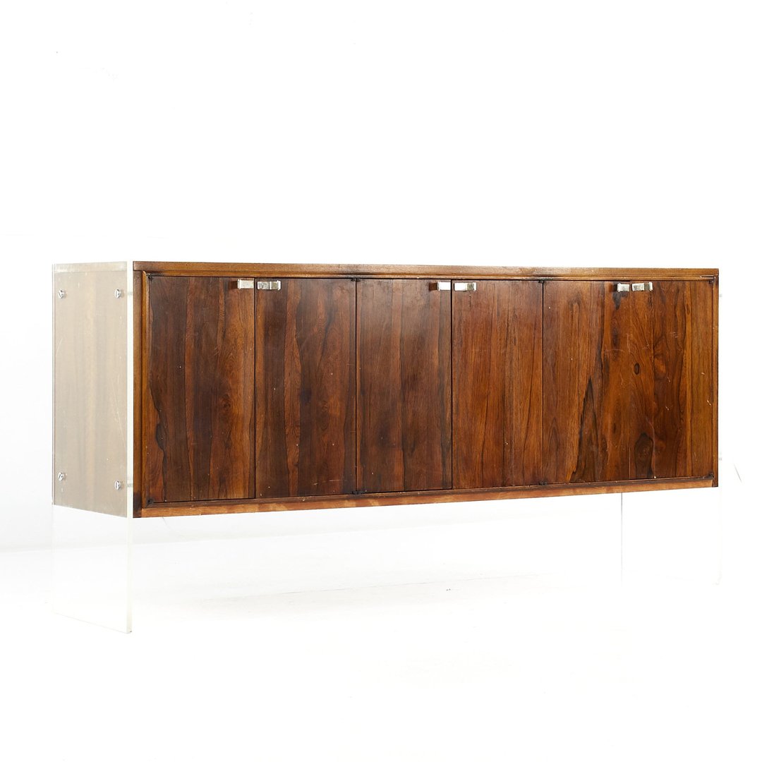 Milo Baughman Style Bernhardt Flair Mid Century Rosewood and Lucite ...