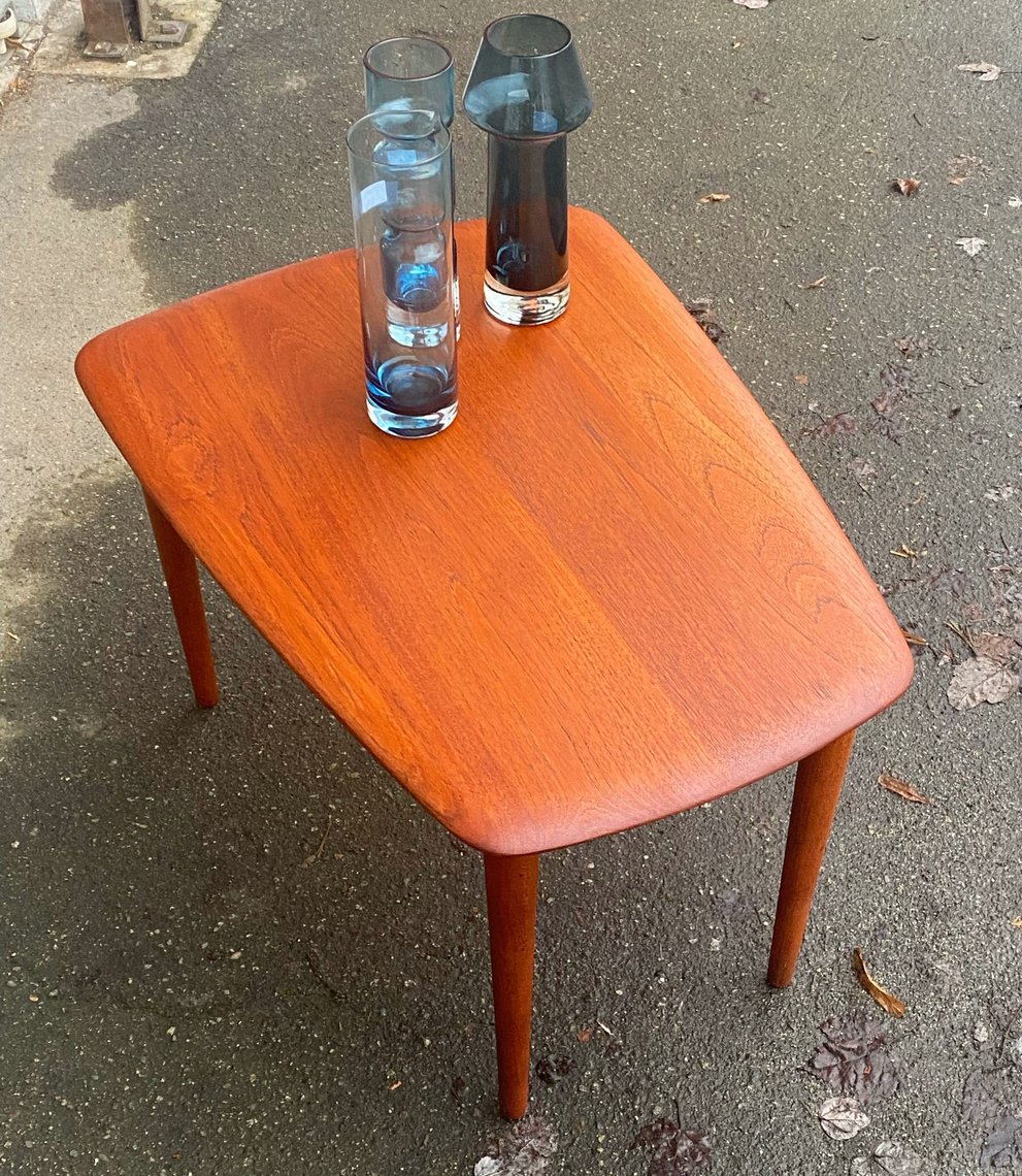 Solid Teak Trapezoidal Side Table by Hvidt & Mølgaard-Nielsen | Mid ...
