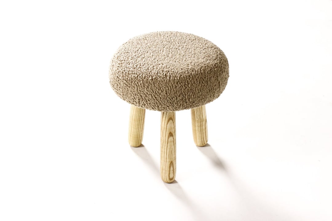 Custom Modernist Japandi Awassi Tripod Ottoman / Footstool — Turned Ash ...