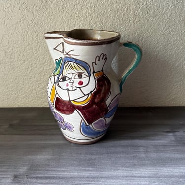 Vintage DeSimone Pottery Pitcher, Italy decorative Terracotta Hand ...