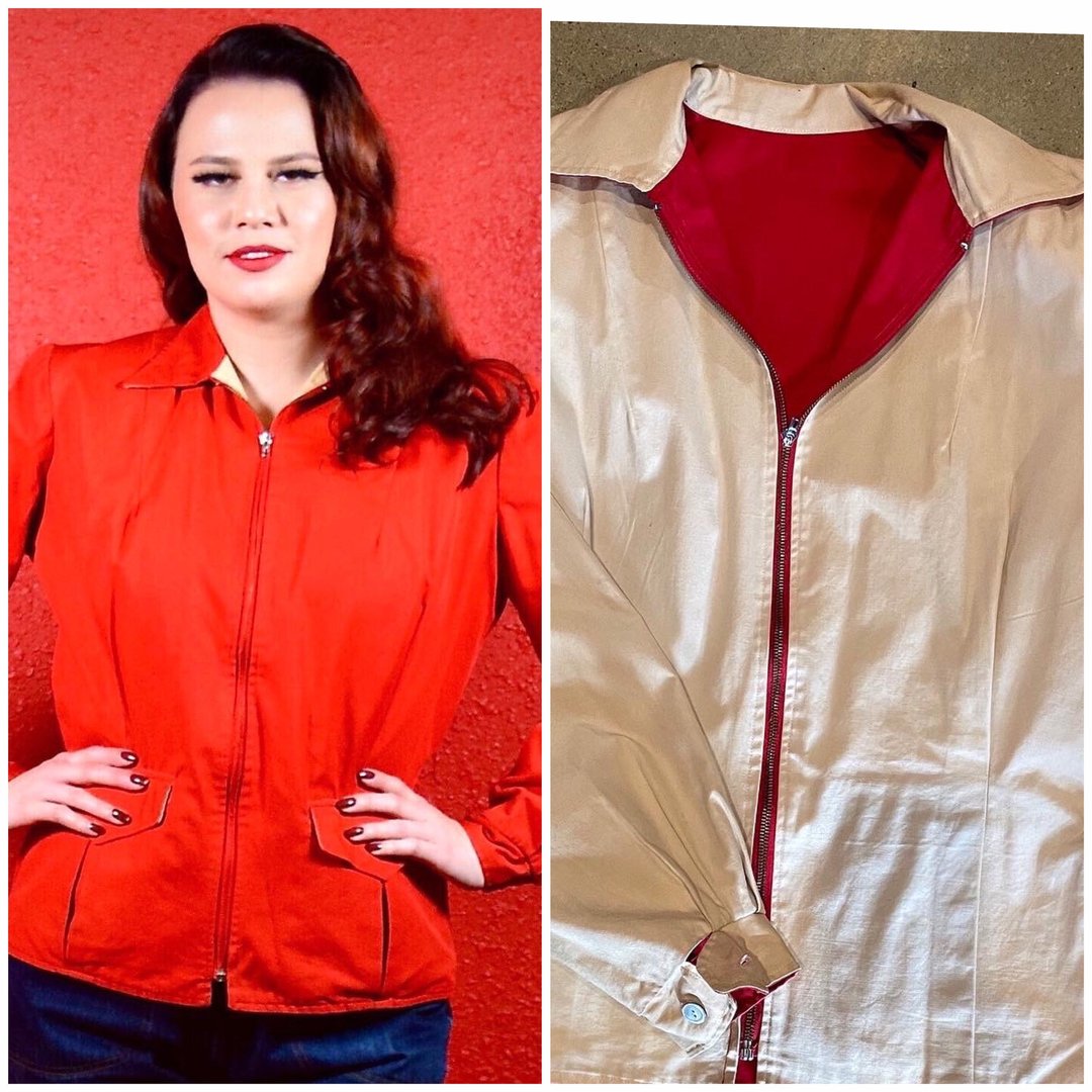 1950s Red Canvas Jacket Reversible Ski Jacket | The Girl Can't Help It ...