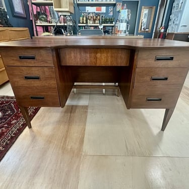 Mid Century Double Bank Walnut Writing Desk | Circa - Pittsfield, MA ...