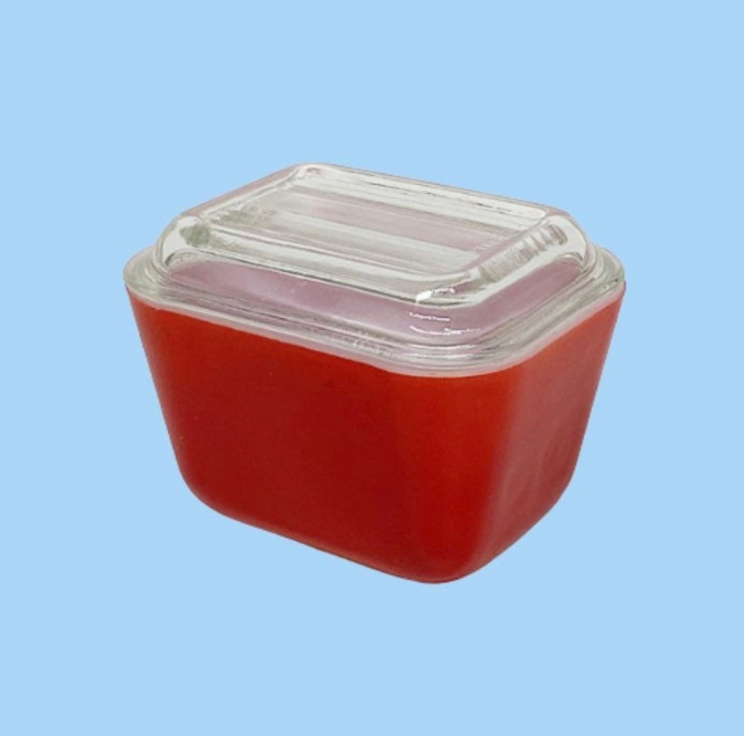 Vintage Pyrex Refrigerator Dish Retro 1940s Farmhouse + Red Primary ...