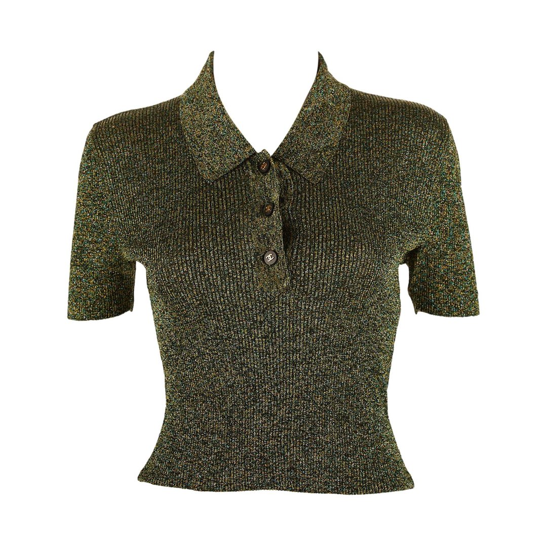 Chanel Green Cropped Polo Shirt | Treasures of NYC | New York, NY