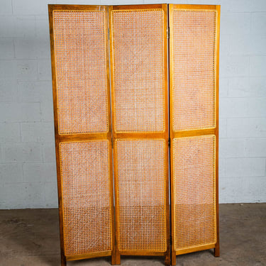 Mid Century Modern Room Divider Screen Folding Cane 1960 | Midcentury ...