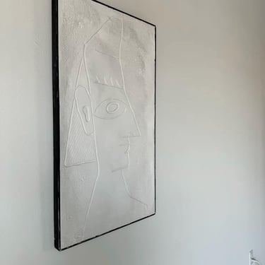 Modern Abstract Linear Portrait Wall Art Plaster Sculpture | Miami ...