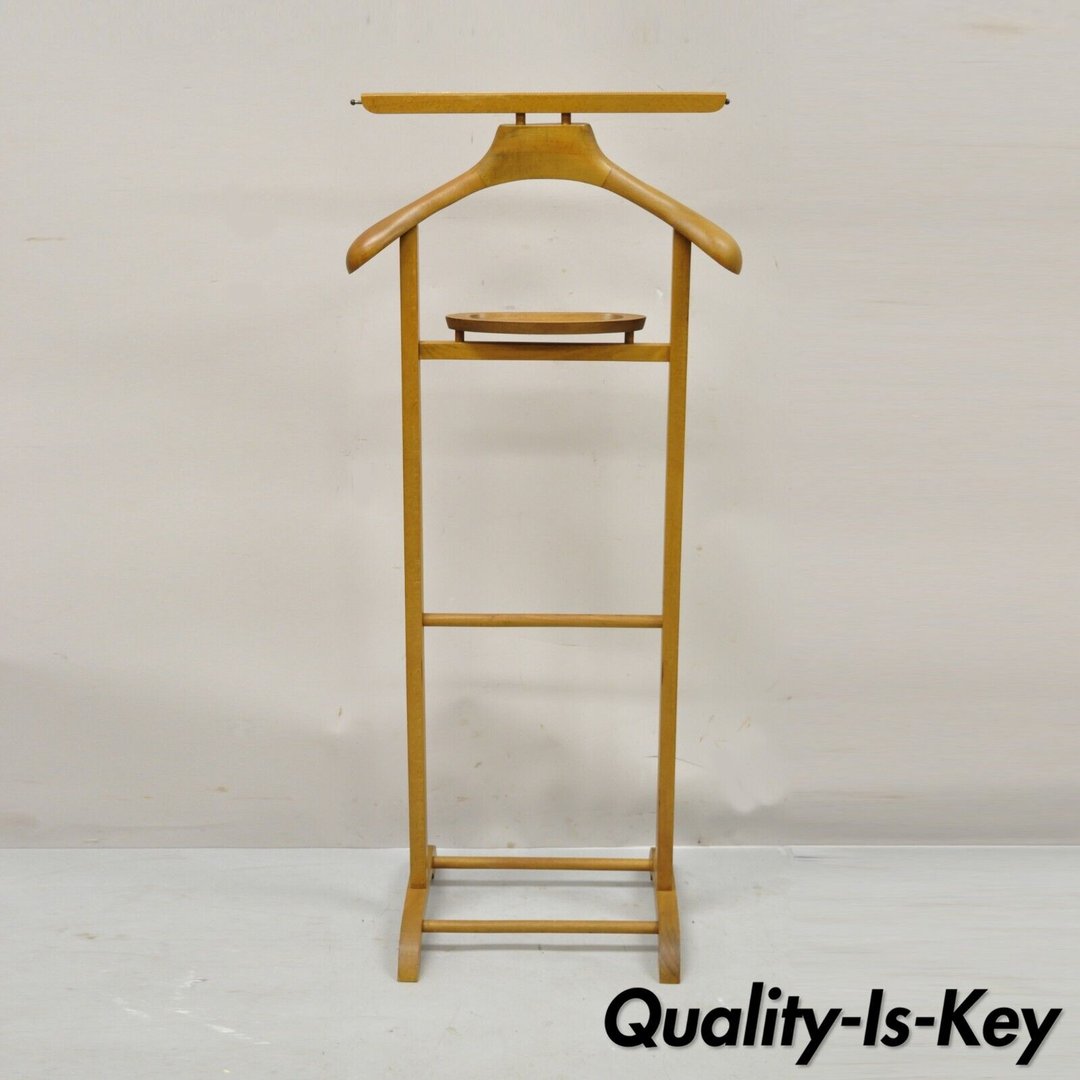 Italian Mid Century Modern Birch Wood Clothing Valet Butler Stand ...