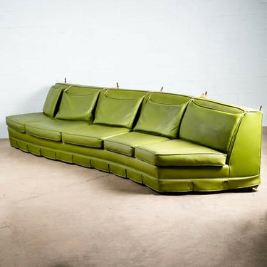 Mid Century Modern Curved Sofa Couch Custom Curved | Midcentury ...