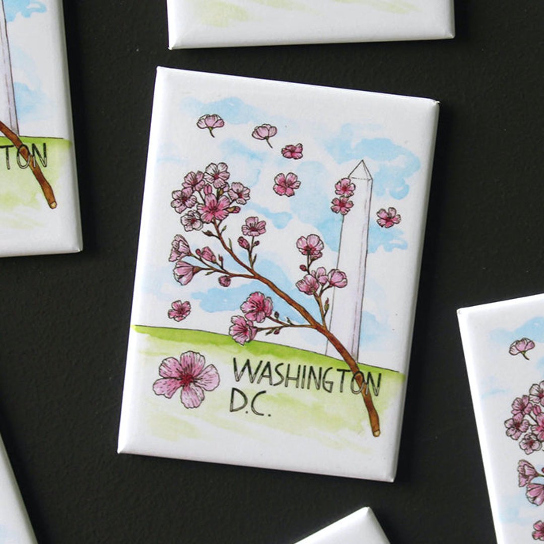 Washington, DC Cherry Blossom Magnet | Marcella Kriebel Art ...