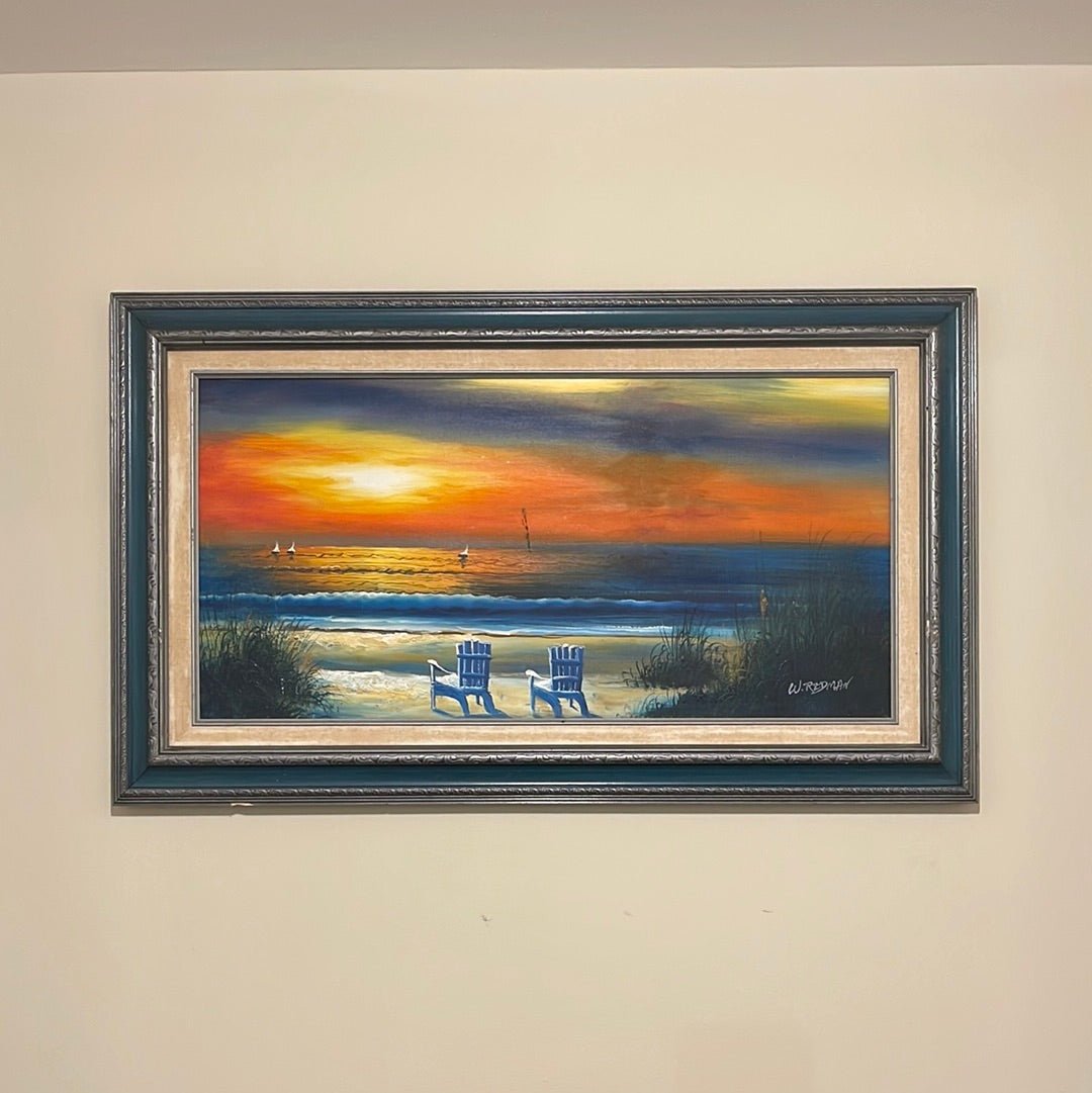 W. Redman Oil on Canvas Beach Scene | Magpie Reclamations | Old Town ...