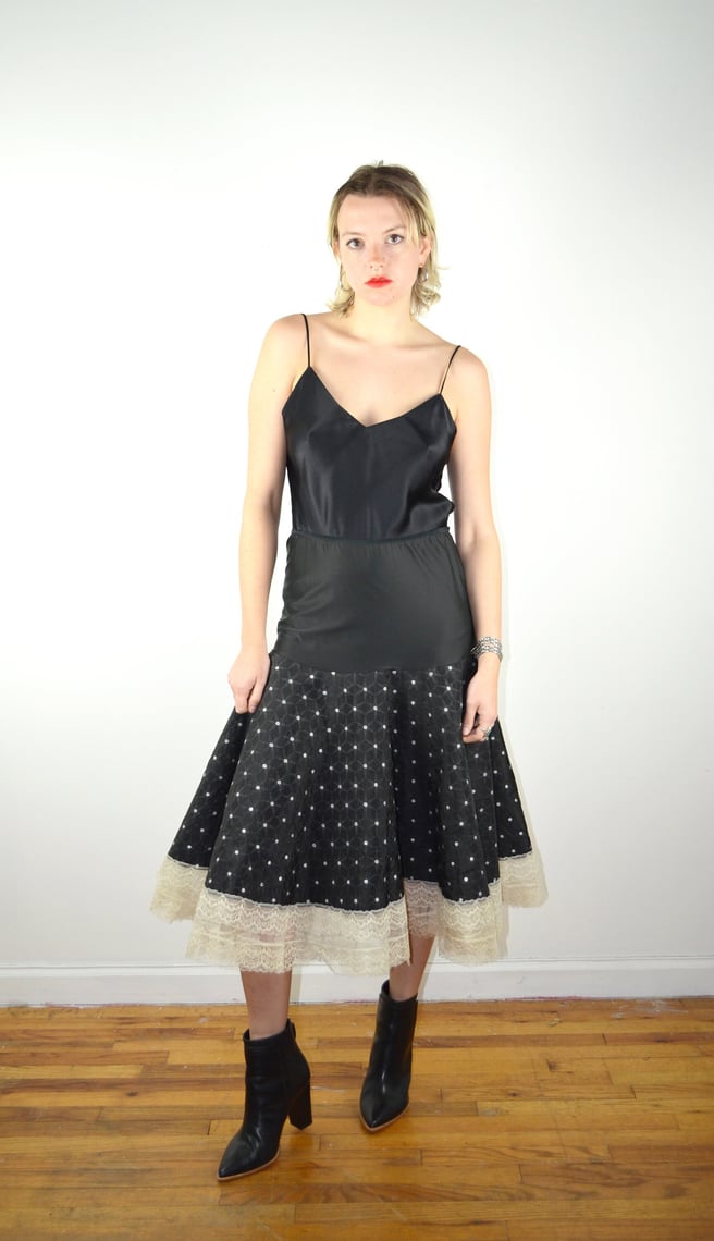 Vintage STARS 50s Crinoline Petticoat Black Skirt Slip / 1950s Vintage ...