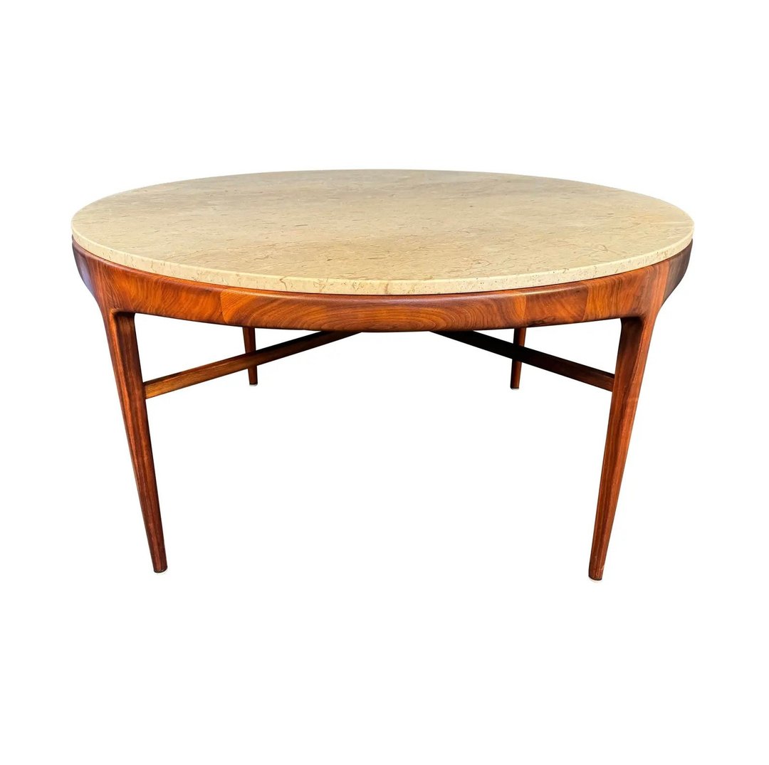 Vintage Mid Century Modern Walnut and Marble Game Table by | Aymerick ...