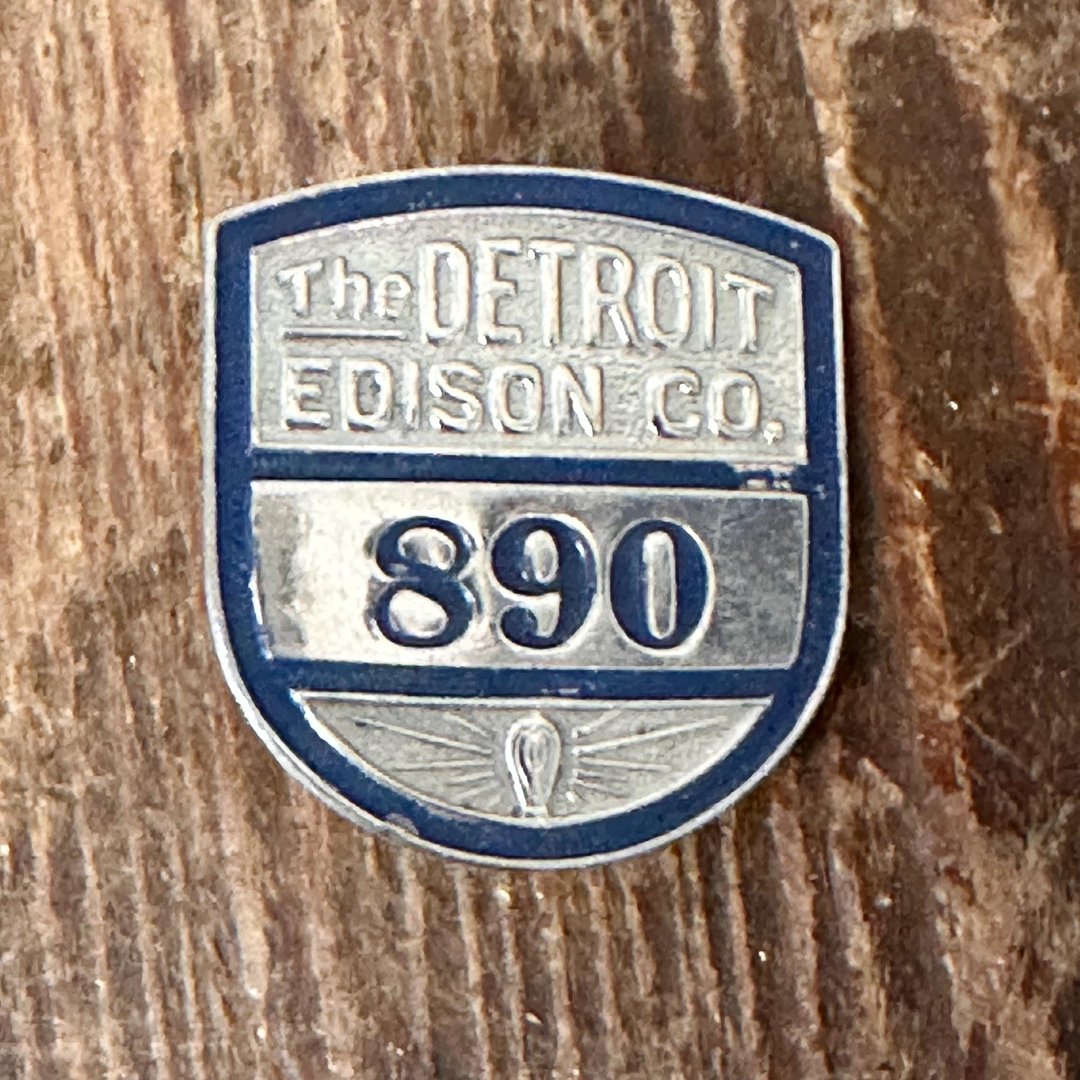 Rare 1930s Detroit Edison Company Employee Badge #890 with Blue Tint ...