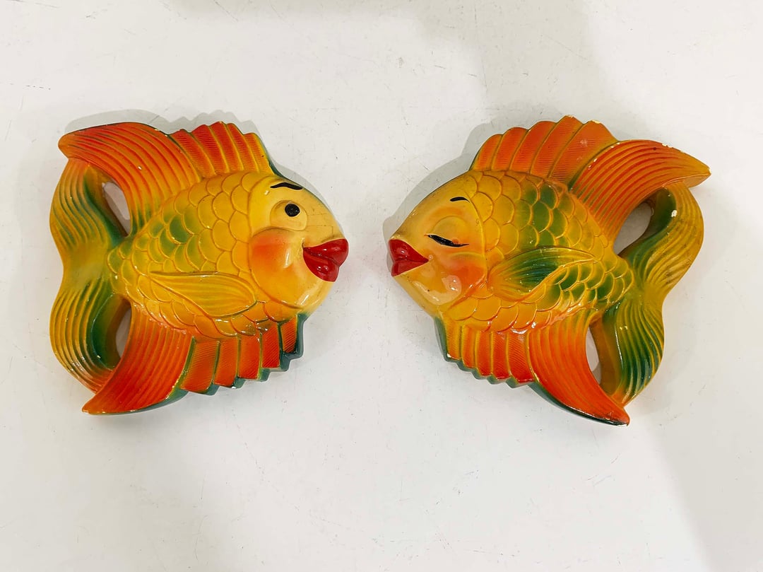 Vintage Chalkware Fish Wall Hanging Set of Two Miller Studio 1954 1950 ...