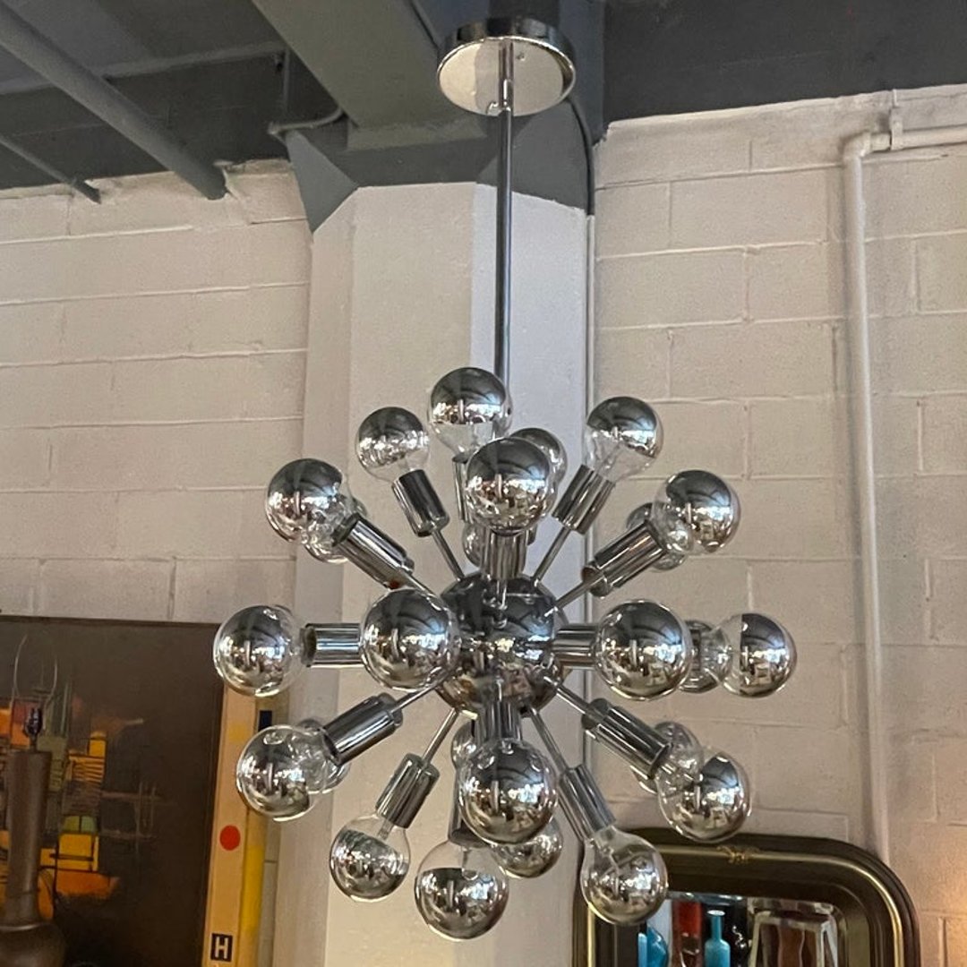 Mid Century Modern Chrome Sputnik Chandelier | cityFoundry | Brooklyn, NY