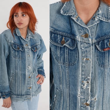 80s Denim Jacket LEE Jean Jacket Distressed Ripped | Shop Exile ...