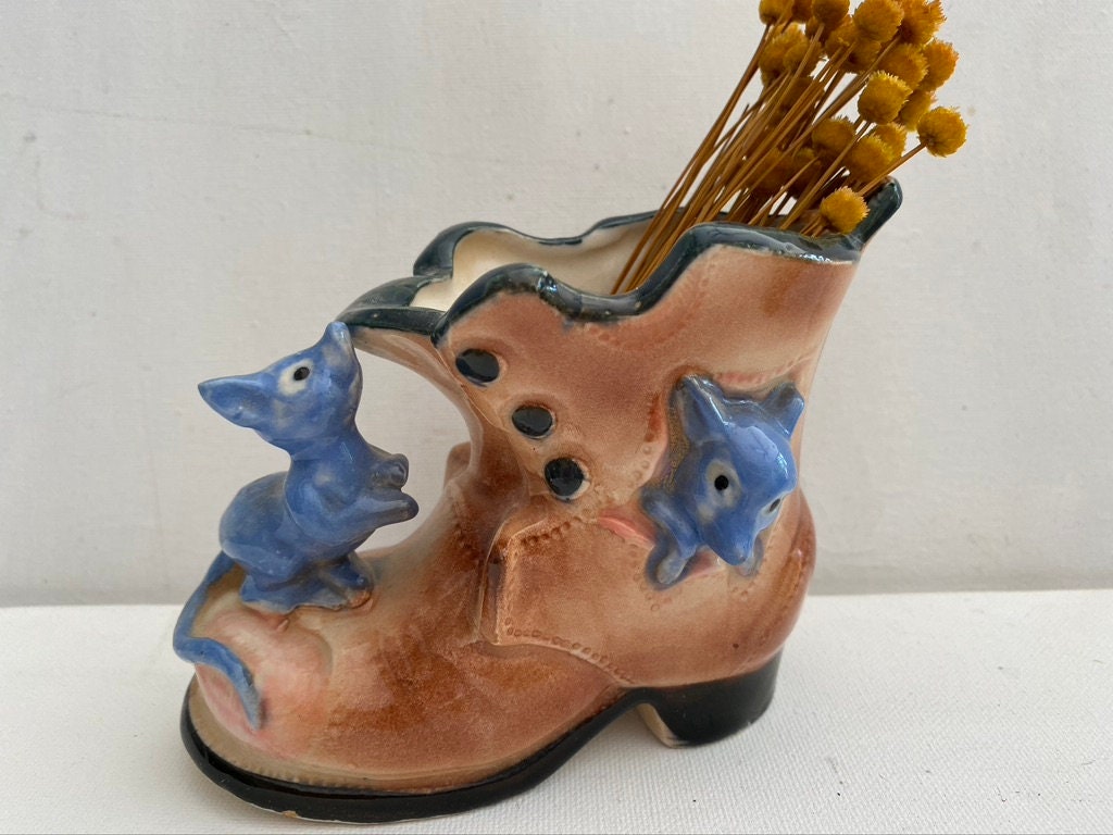 Vintage Mouse Boot Planter, Blue Mice On Boot | Luckduck - Atlanta, GA ...