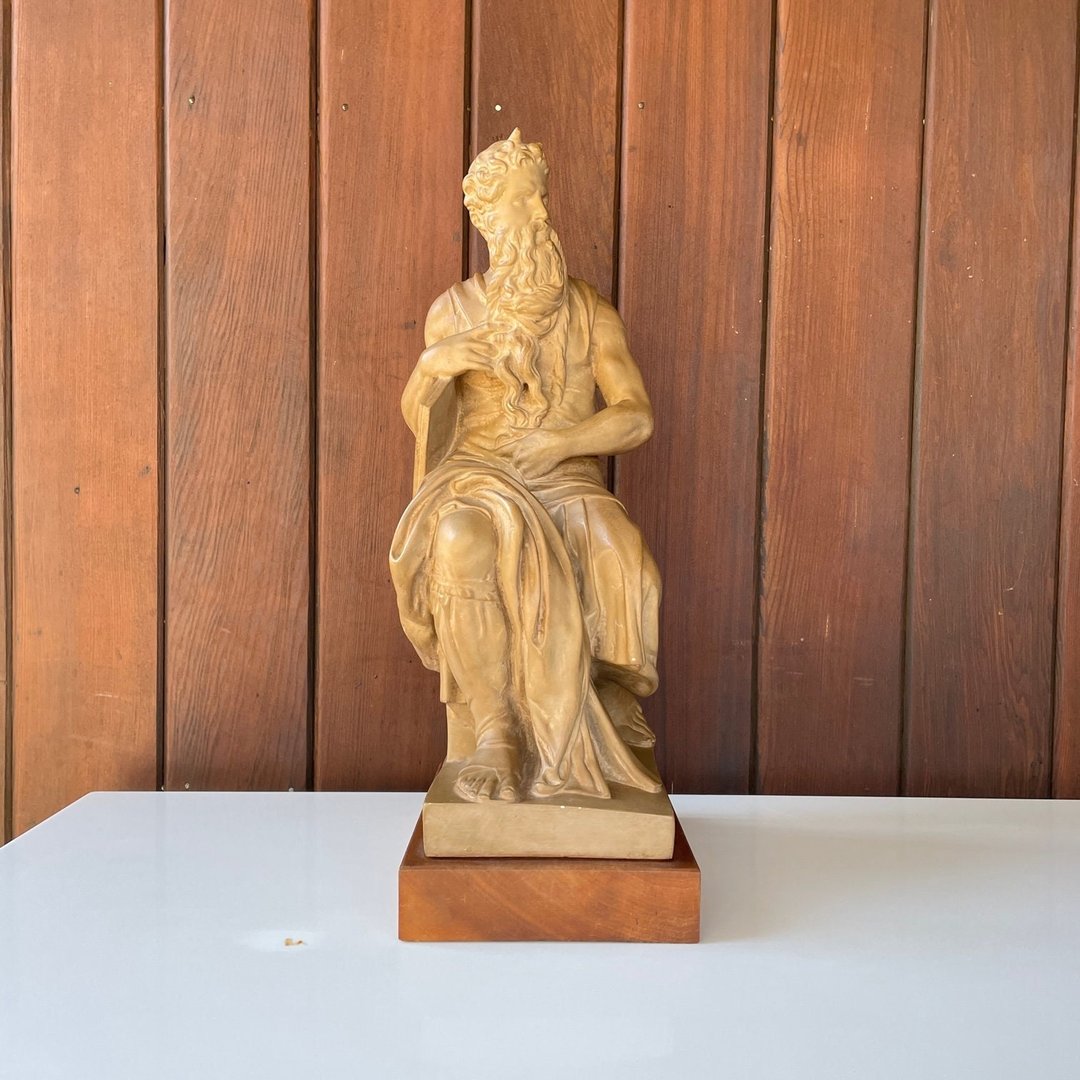 Michelangelo Moses French Louvre Museum Sculpture Walnut Vintage Mid ...