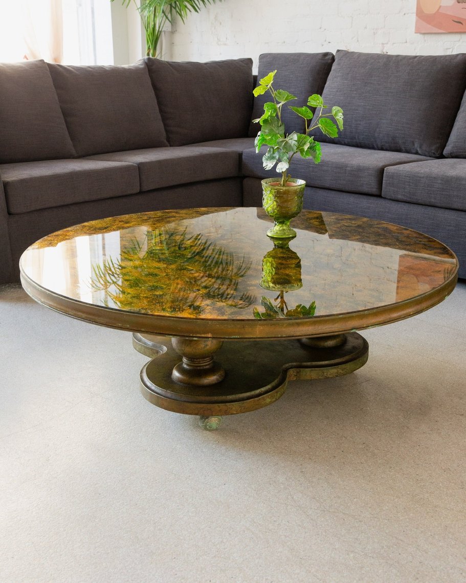 Vintage Patina Round Coffee Table | Sunbeam Vintage | Highland Park ...