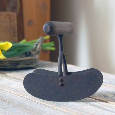 Antique food chopper / wood handle double blade forged food chopper ...