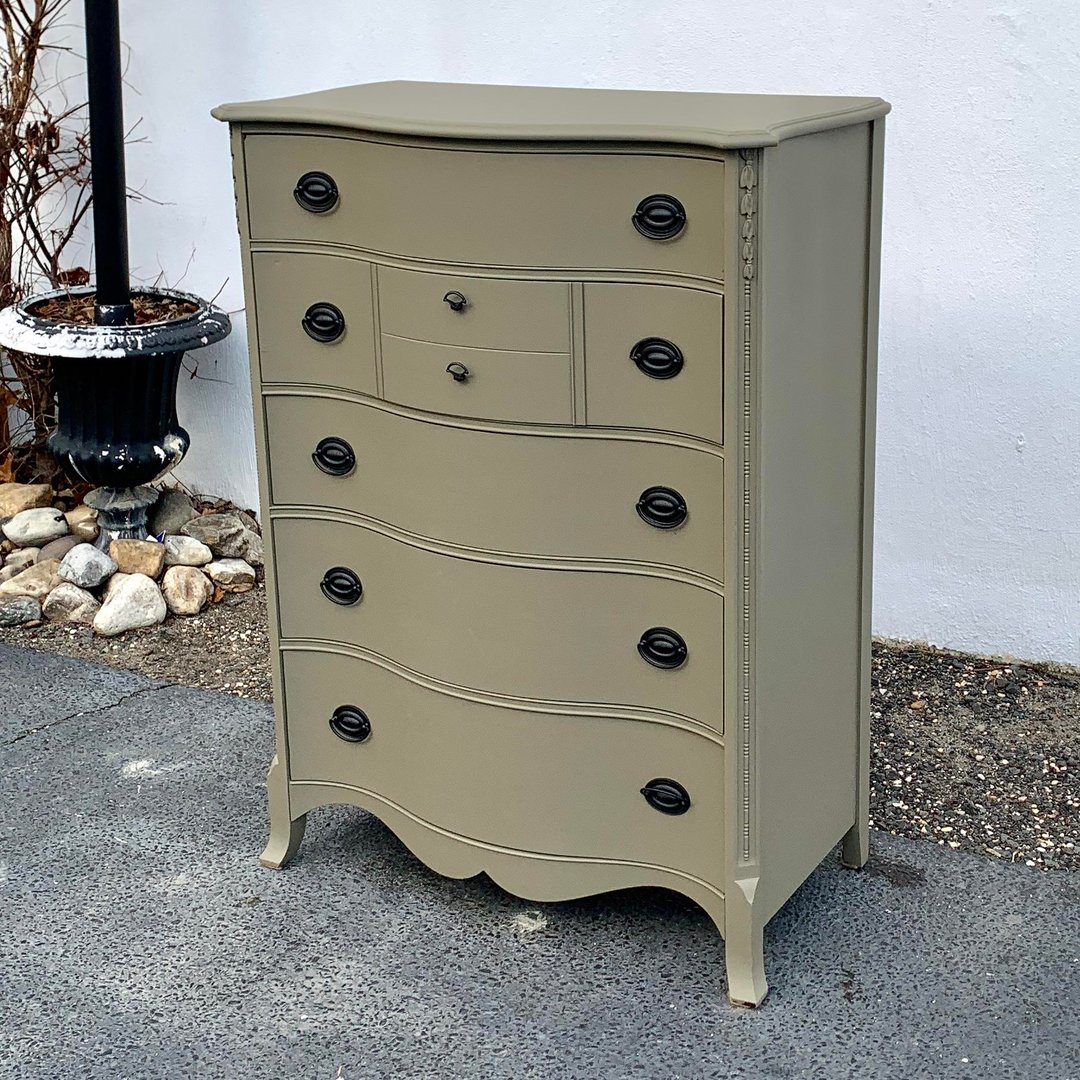 1940’s Hepplewhite Highboy in Olive Finish | Simon Vintage | Neptune ...