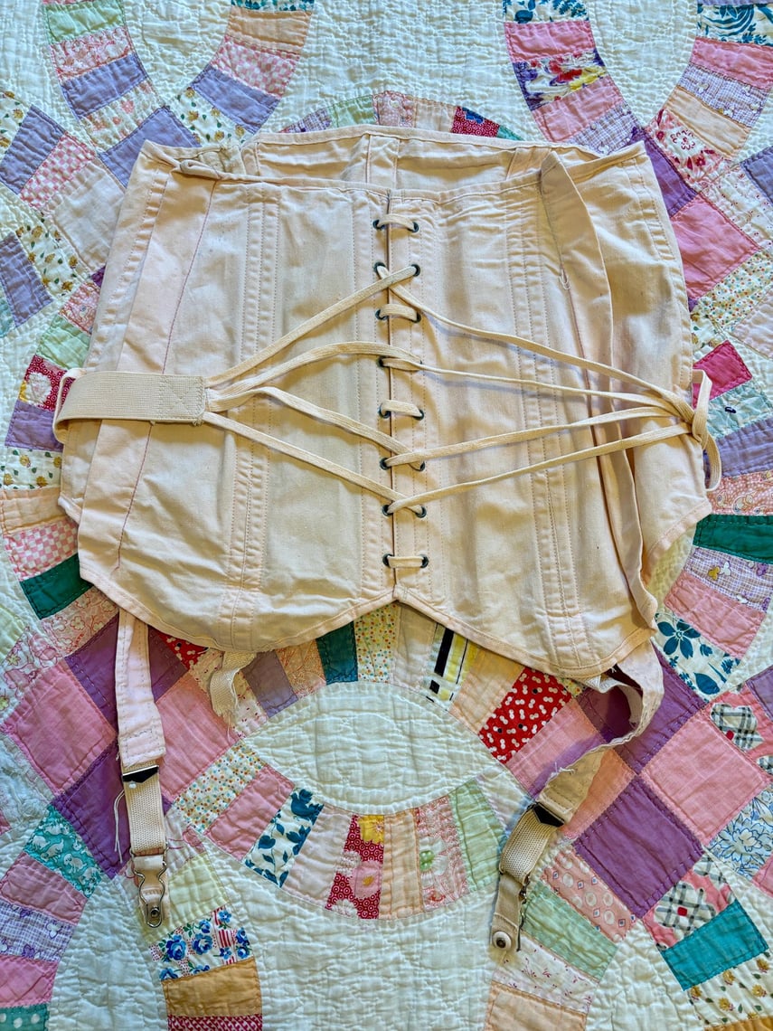 Vintage Antique 1930s Famous Gale Peachy Fan Lacing Girdle Corset ...