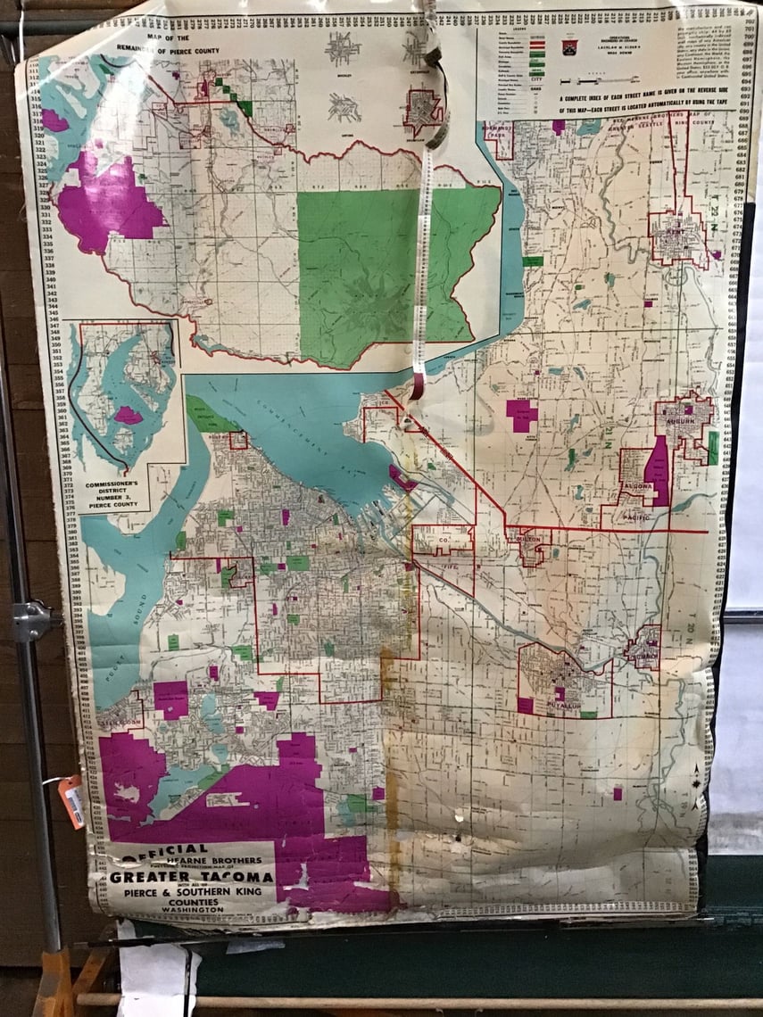 Vintage Tacoma/Pierce County Map (Tacoma) | Second Use | Seattle and ...