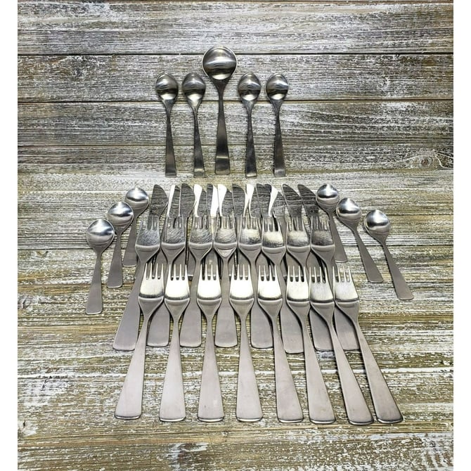 Vintage Norstaal Maya Norway Flatware, 39 Pieces, Stainless Steel, Mid ...