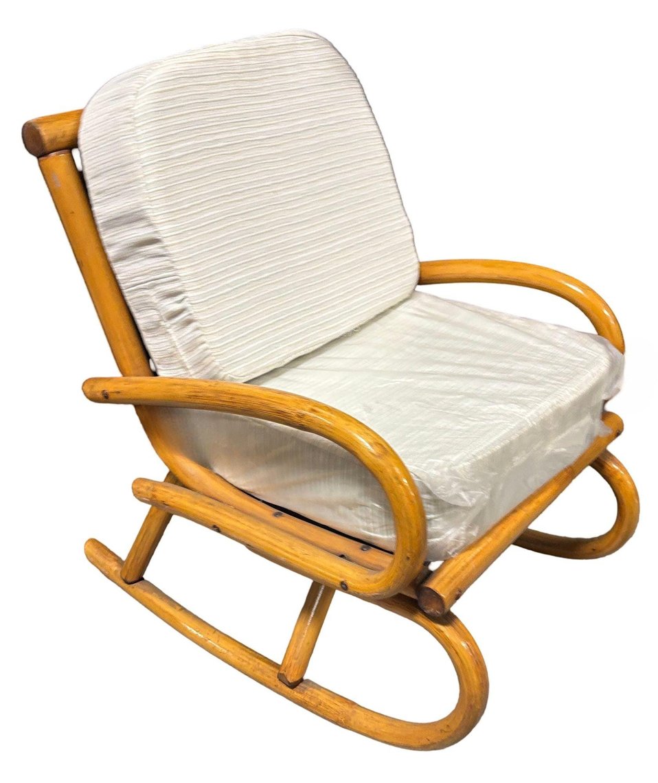 Restored Mid-century Frankl Style Child's Pole Rattan Bent Arm Rocking ...