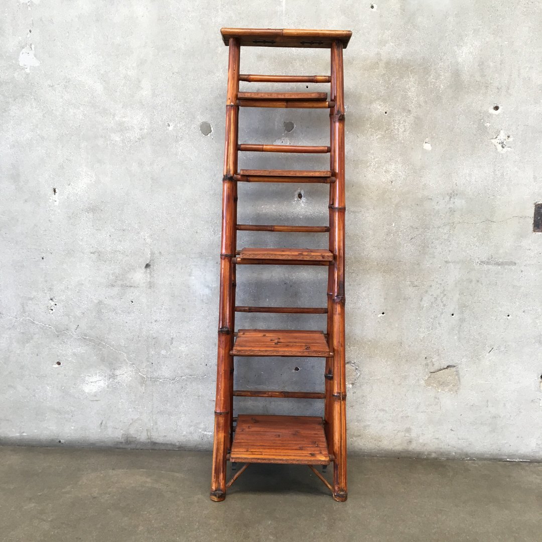 Vintage Bamboo/ Rattan Ladder Shelf | Urban Americana | Long Beach, CA