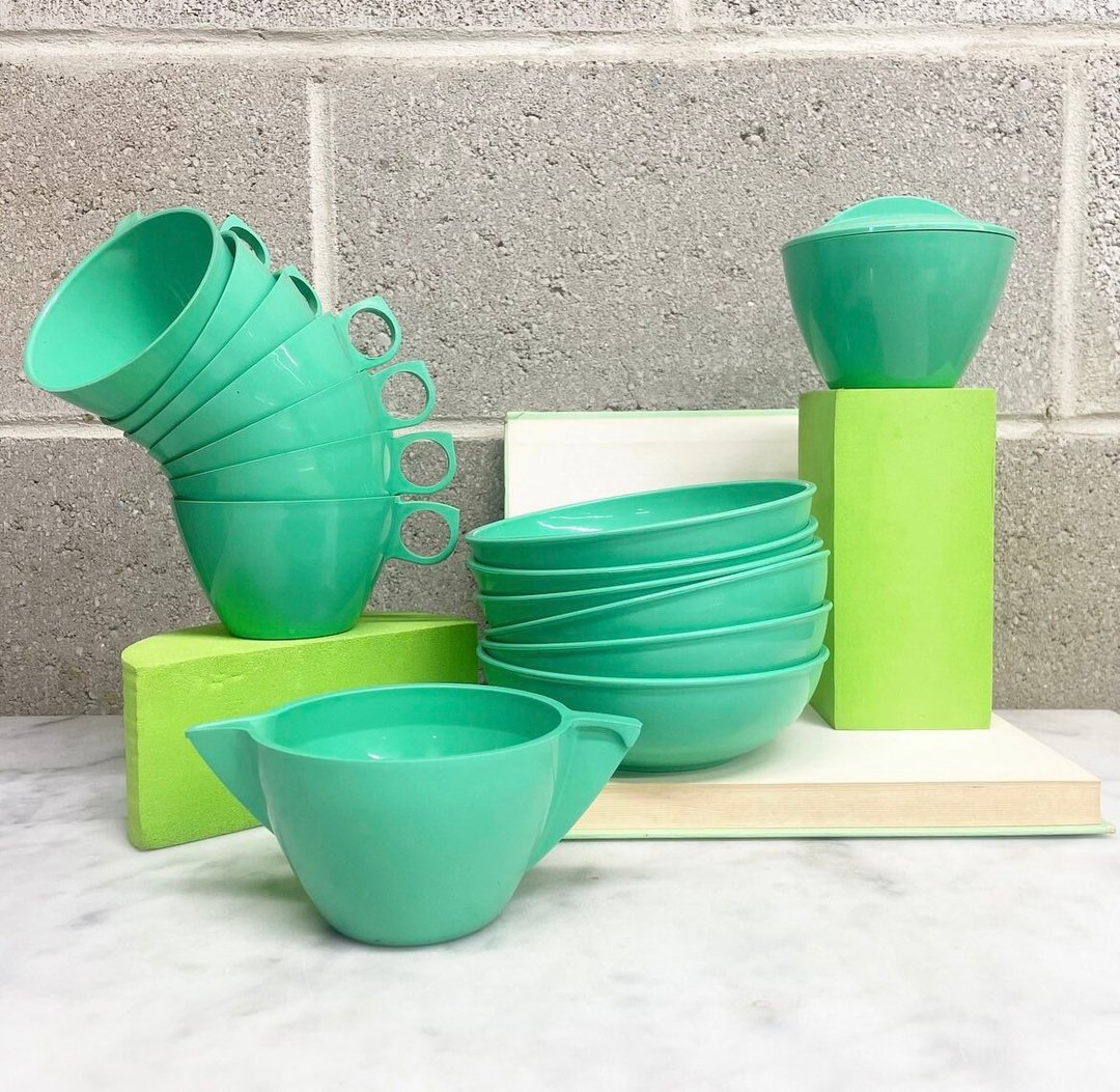 Vintage Dinnerware Set Retro 1960s Mid Century Modern + Melamine ...