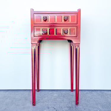 Lynn Chase Red Lacquered Cheetah Side Table | Palm Beach Regency | Lake ...