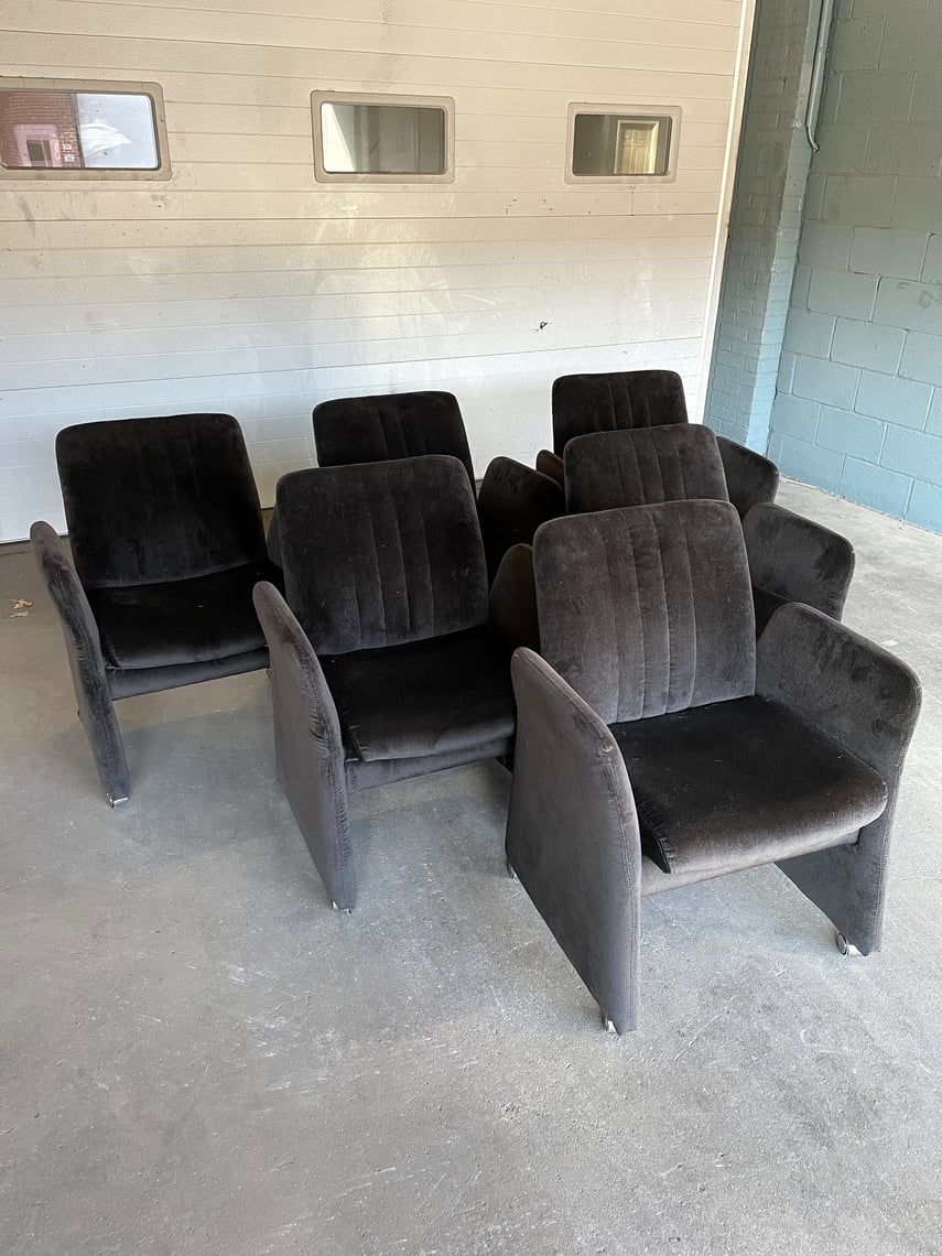 Set of Six Chicklet style Reclining Dining Chairs on Casters | Herman's ... Set of Six Chicklet style Reclining Dining Chairs on Casters | Herman's ...