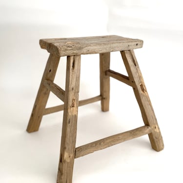Antique Rustic Country Farmhouse Stool Elm Wood | Ballyhoo Design ...