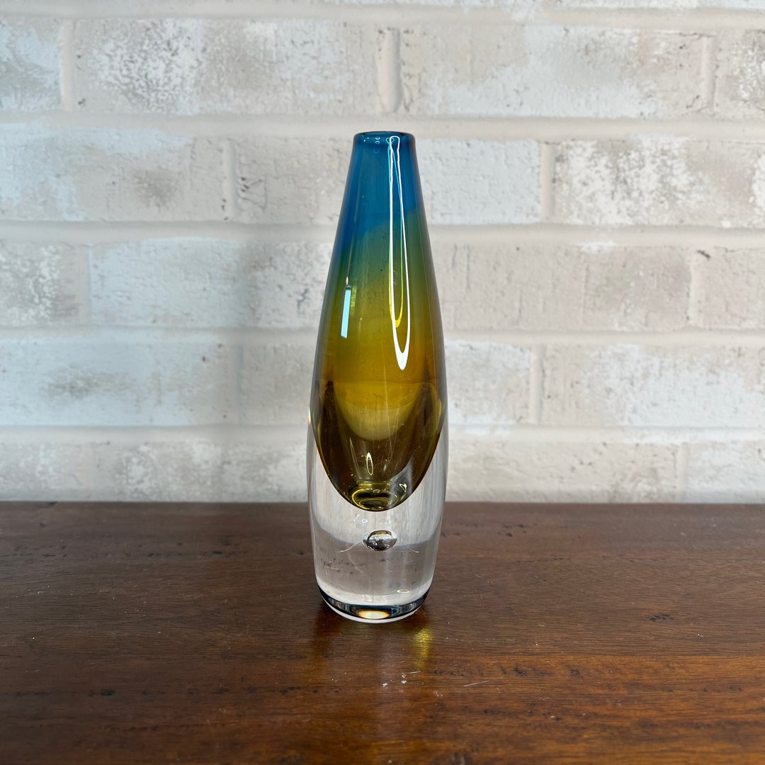 Vintage Vicke Lindstrand Kosta Vase - Swedish Blue and Gold | Good Luck ...