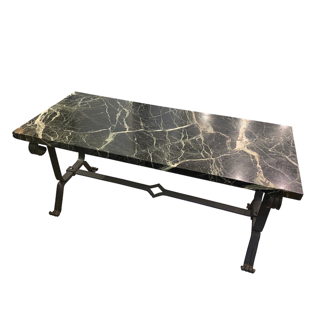 Iron and Dark Marble Cocktail Table, France, 1930’s | Austin, TX
