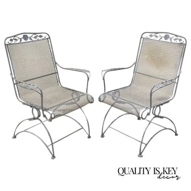 Vintage Meadowcraft Dogwood Coil Spring Wrought Iron Garden Patio Chair ...