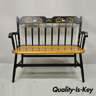 Vintage Hitchcock Deacon Arrow Back Bench Black Maple | Quality is Key ...
