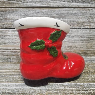 Vintage Lefton Planters Vintage Santa Claus Boot Planter, Lefton