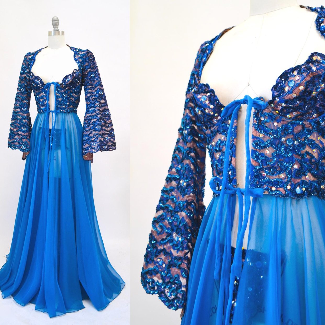 70s 80s Vintage Blue Burlesque Dancer Costume Sequin | Hooked on Honey ...