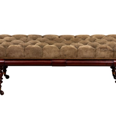19th Century English Tufted Library Bench | The Antique and Artisan ...