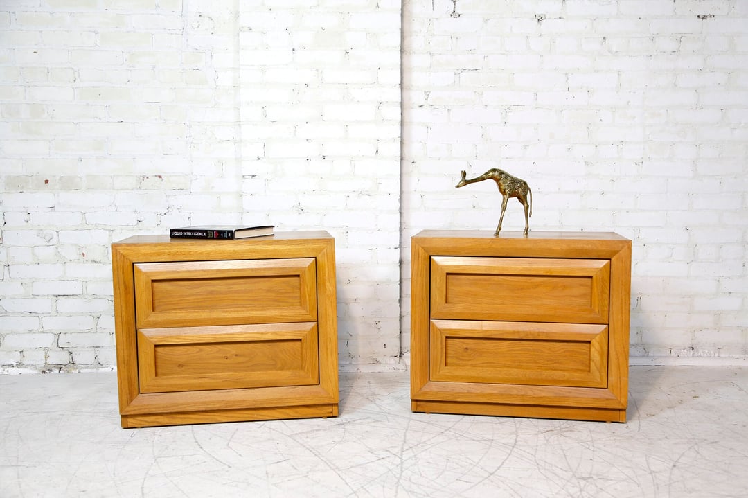 Pair of vintage mcm golden oak end tables / nightstands by | Omasa ...