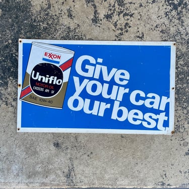 Vintage Sign Exxon Uniflo Motor Oil Tin Painted | Brain Washington ...