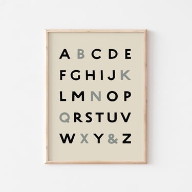 Neutral Alphabet poster, ABC print, Educational children’s prints ...